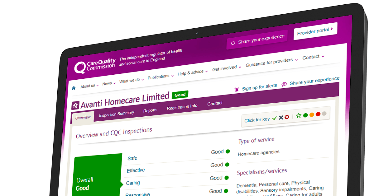 Our CQC ratings: Good - Avanti Homecare